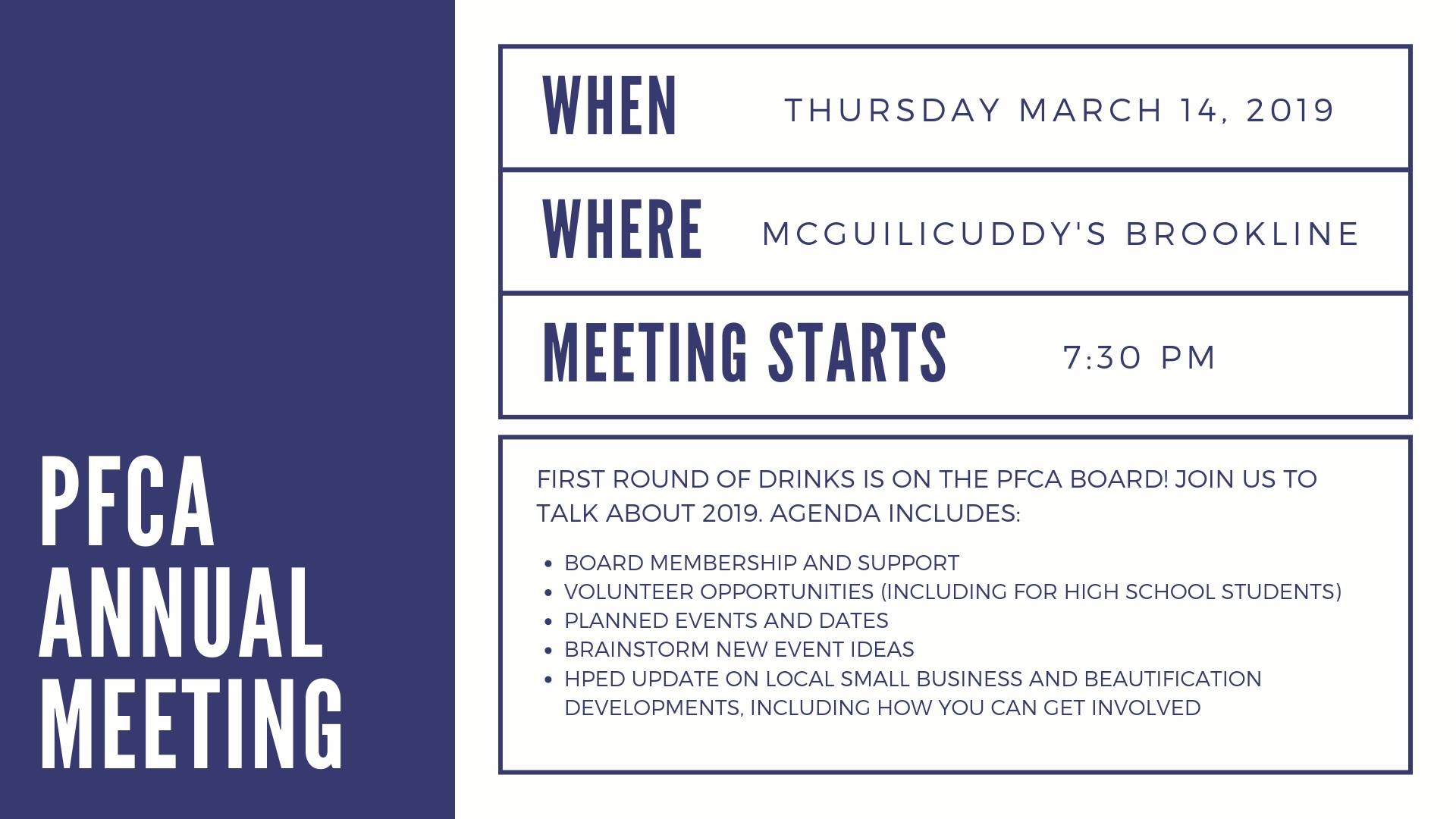 PFCA Annual Meeting: Brookline - March 14th - J.D. McGillicuddy's ...